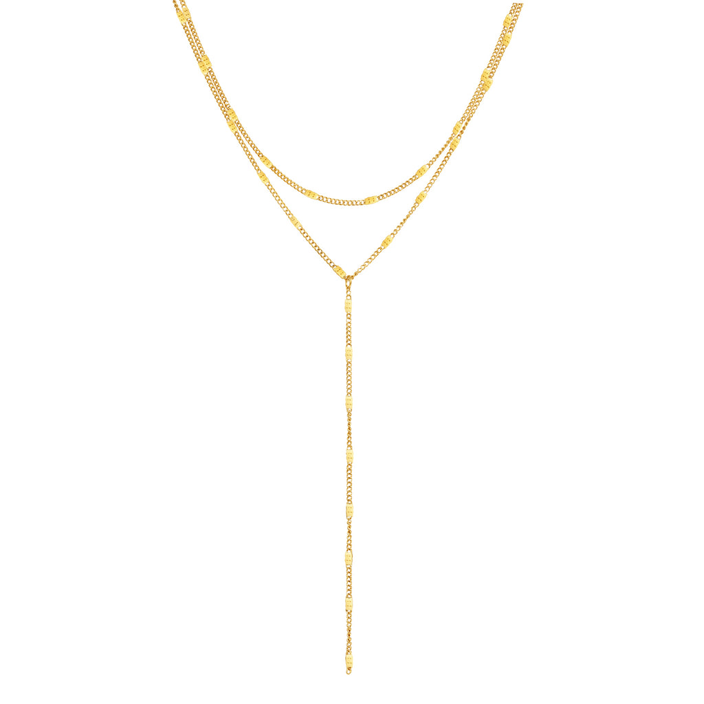 Layered Y Necklace Gold – Hey Happiness