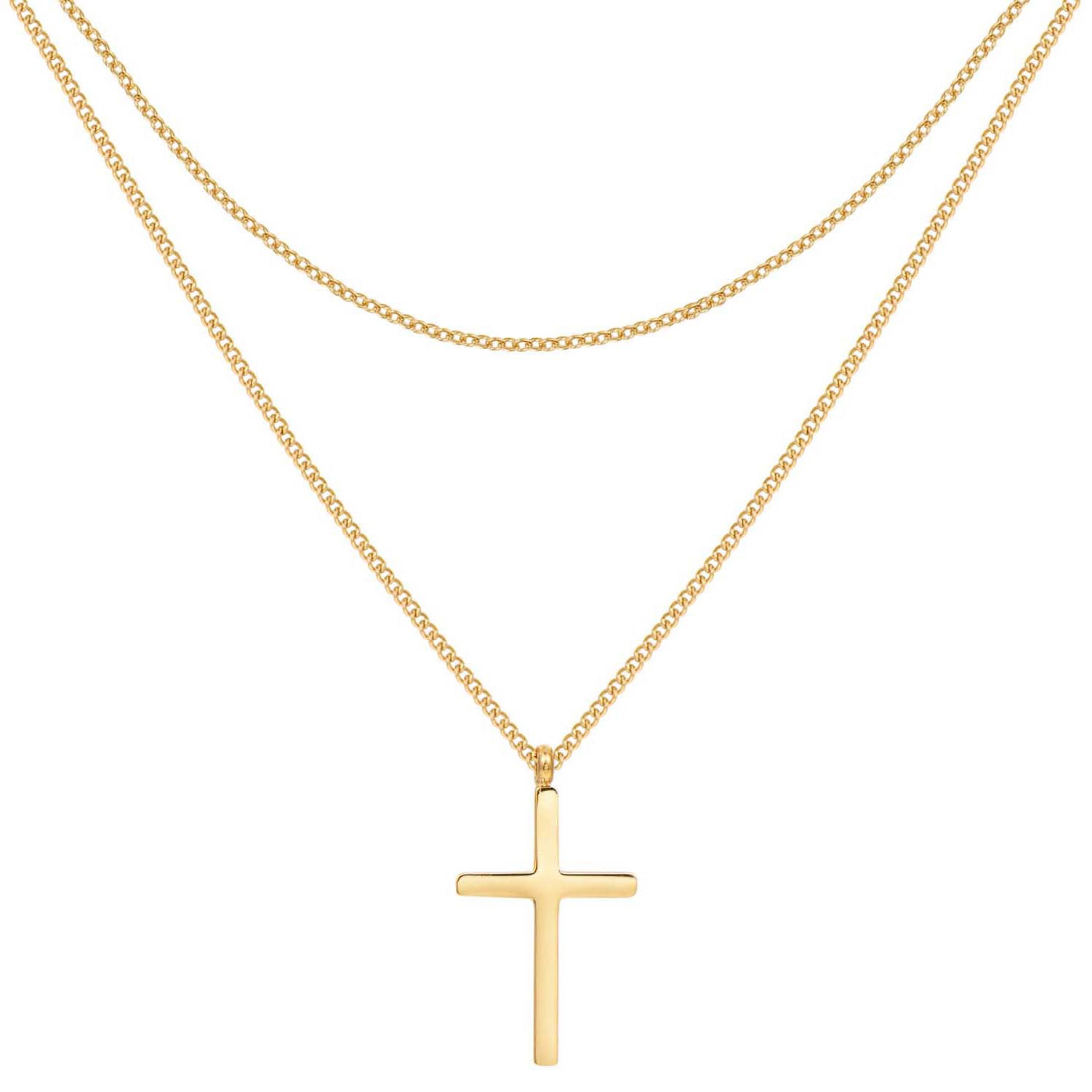 Gold layered cross necklace store