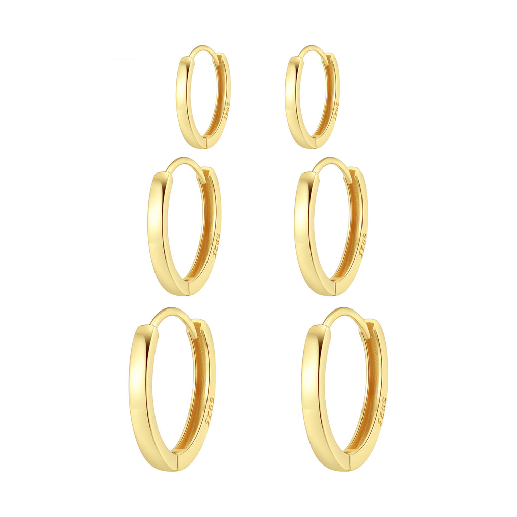 Classic Trio Band Hoop Earring Set Sterling Silver – Hey Happiness