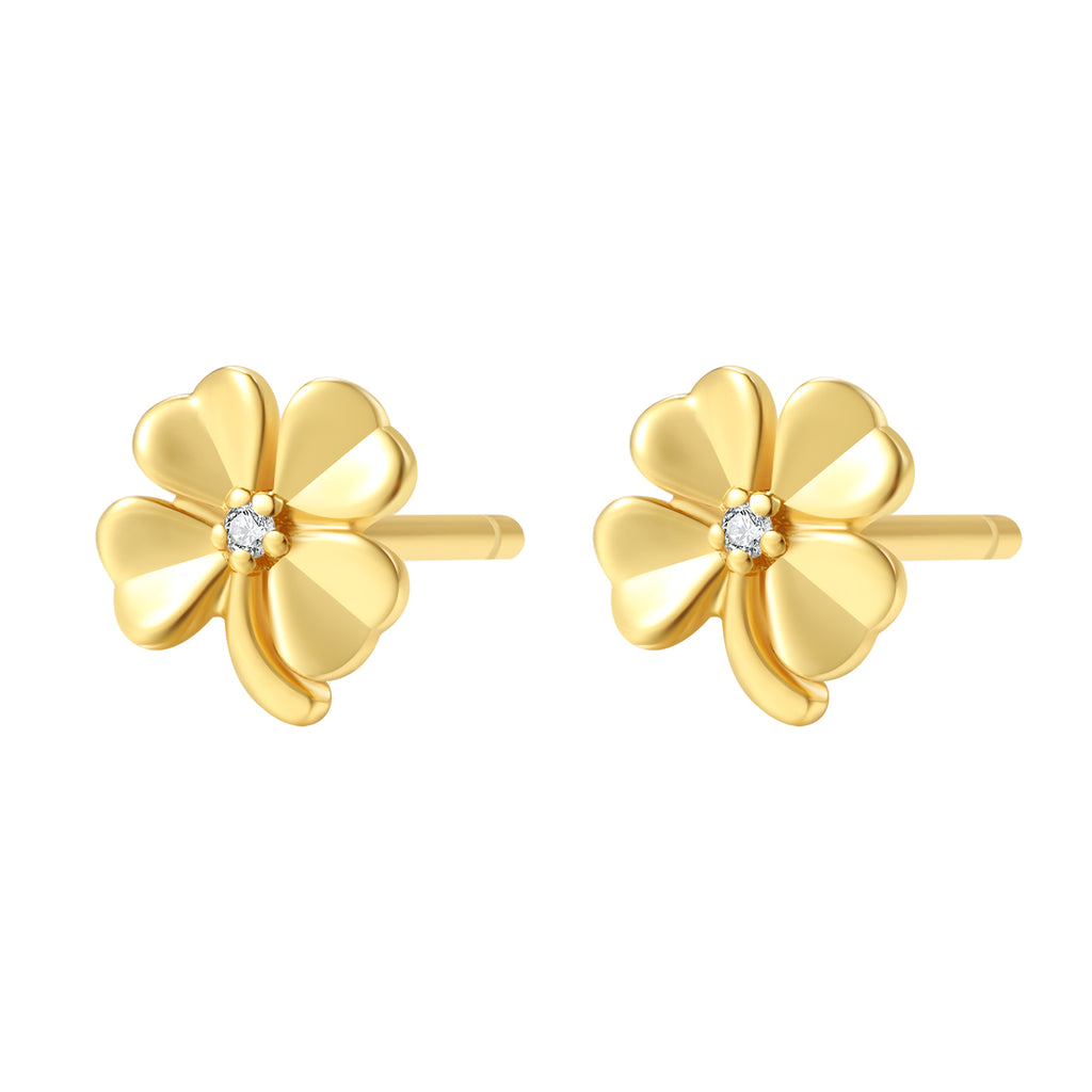 Four Leaf Clover Stud Earrings Sterling Silver – Hey Happiness