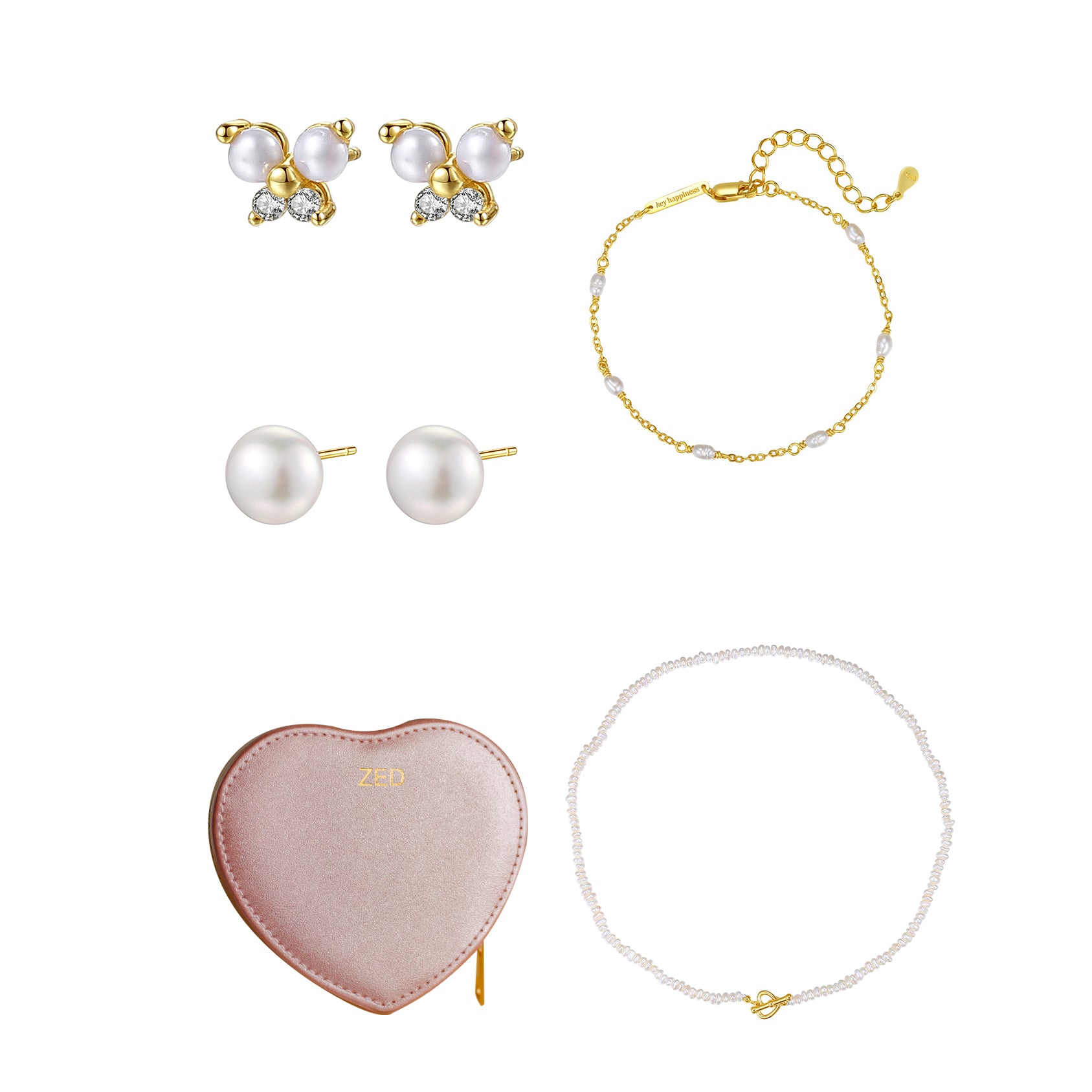 Joyero Organizador y Conjunto Pretty Perla Plata de Ley 925 – Hey Happiness