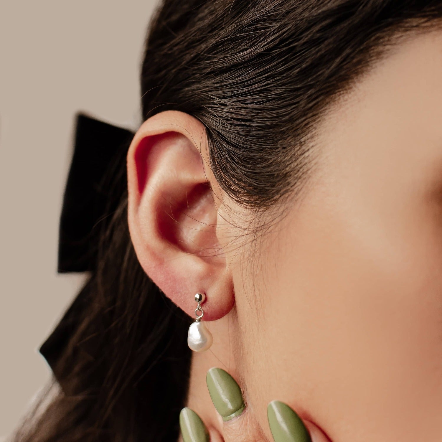 Ball and Pearl Drop Stud Earrings Sterling Silver – Hey Happiness