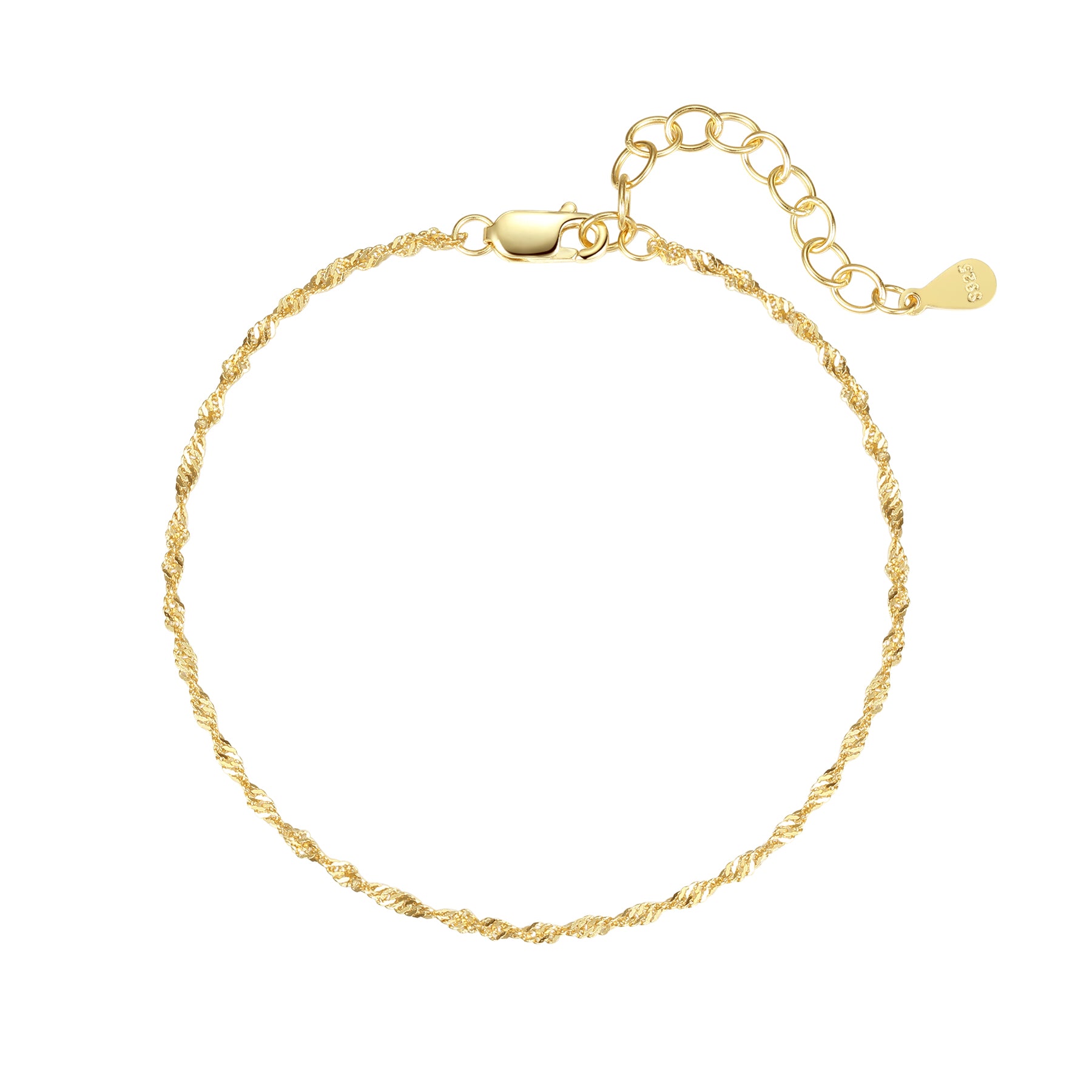 Fine Singapore Chain Bracelet Sterling Silver Gold – Hey Happiness