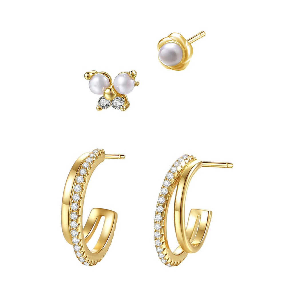 Gemstone & Pearl Earrings Set Sterling Silver – Hey Happiness