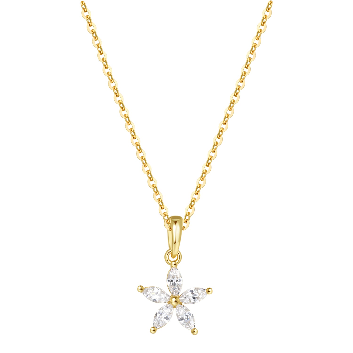 Ganseblumchen Kette mit Schmucksteinen Sterlingsilber in Gold Hey Happiness