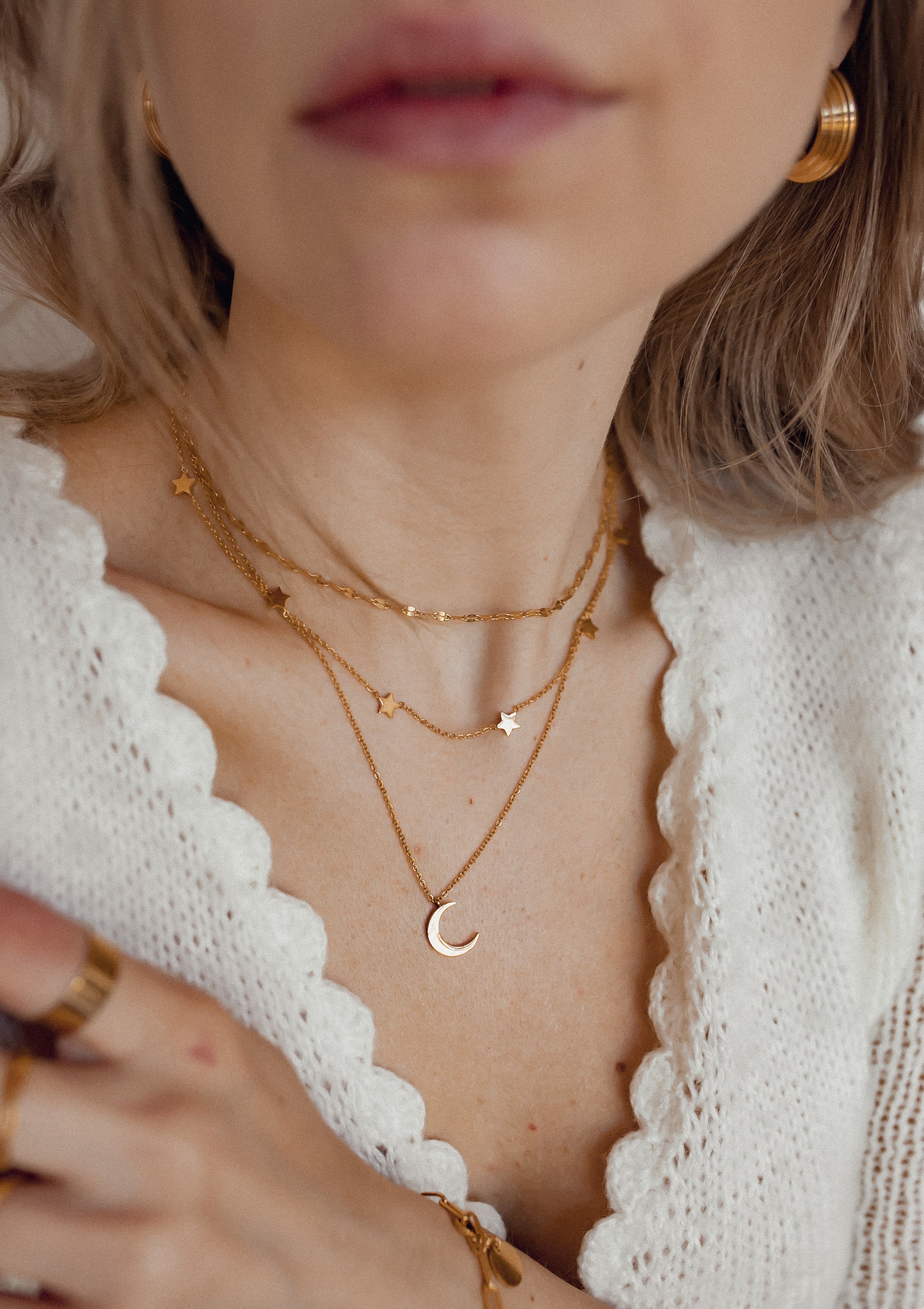 Real gold delicate necklace store