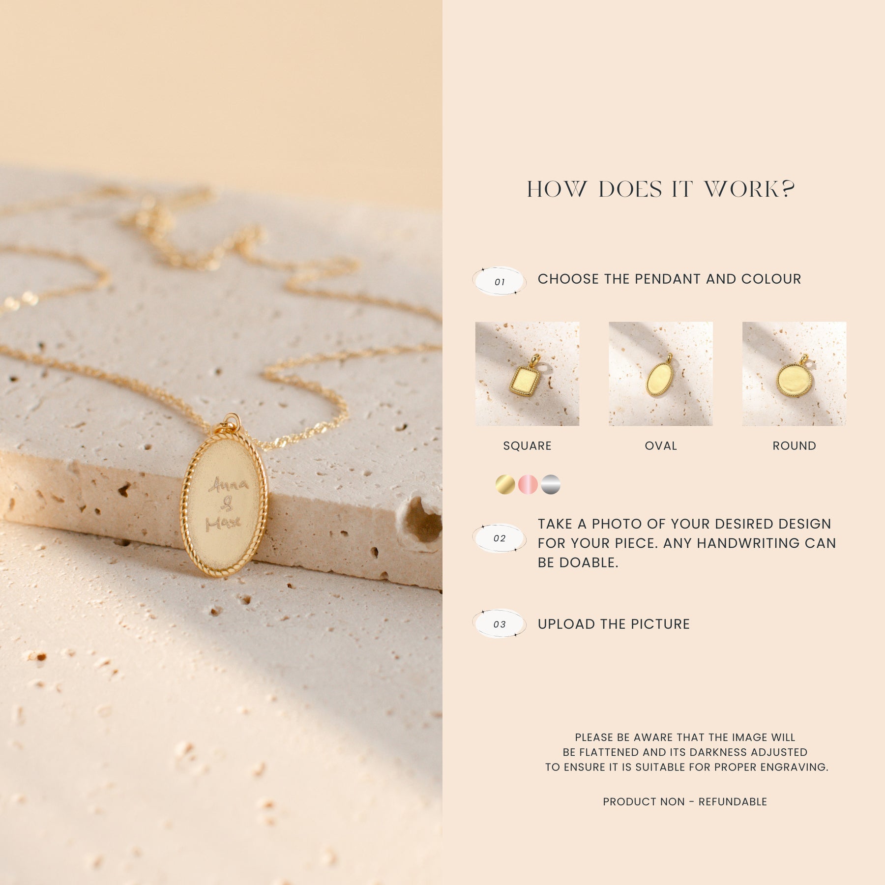 Handwriting Pendant Necklace Sterling Silver – Hey Happiness