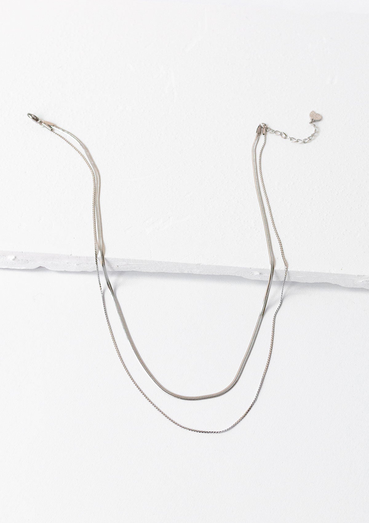 Delicate Layered Necklace Snake Chain Silver – Hey Happiness