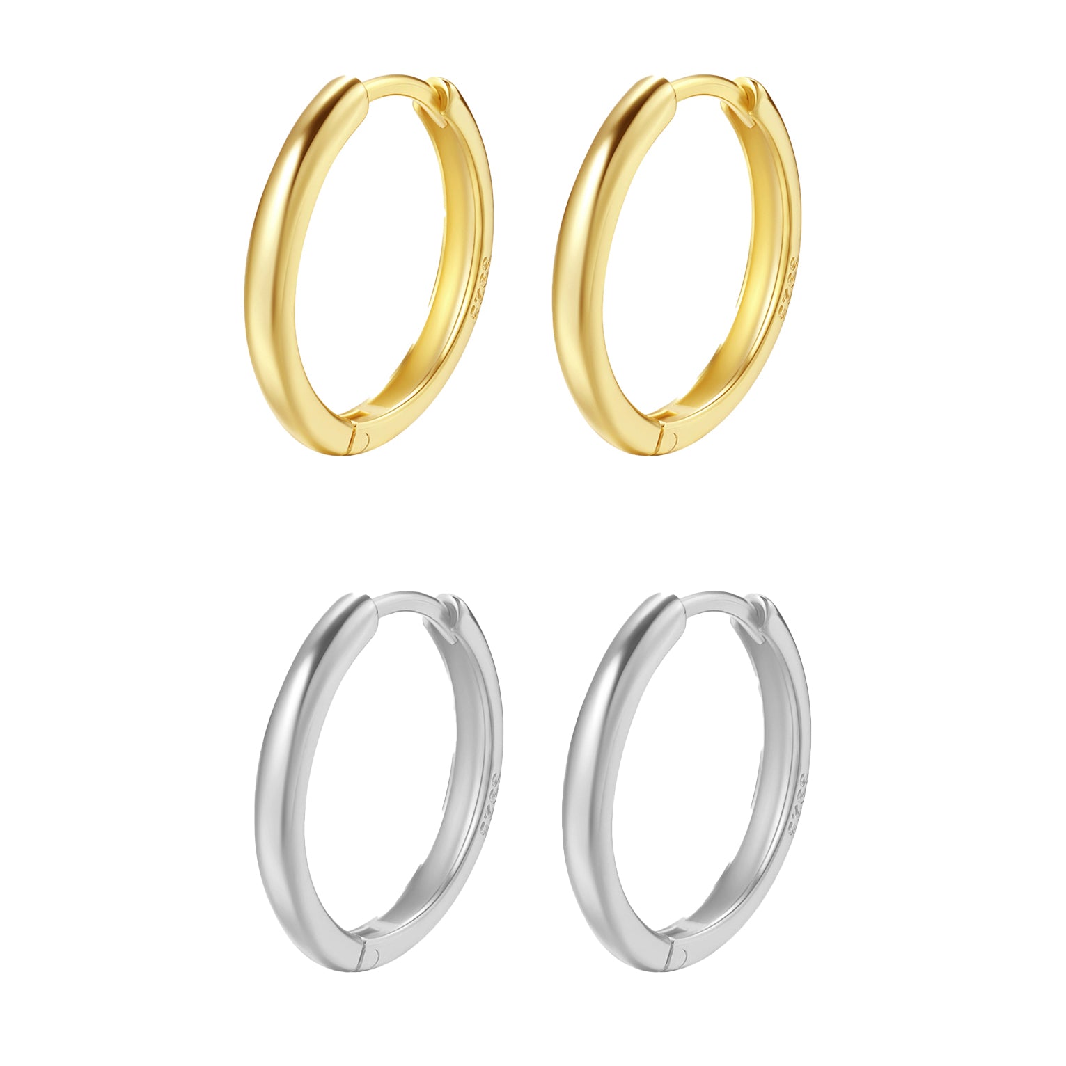 Mid Plain Hoop Earring Set Sterling Silver – Hey Happiness