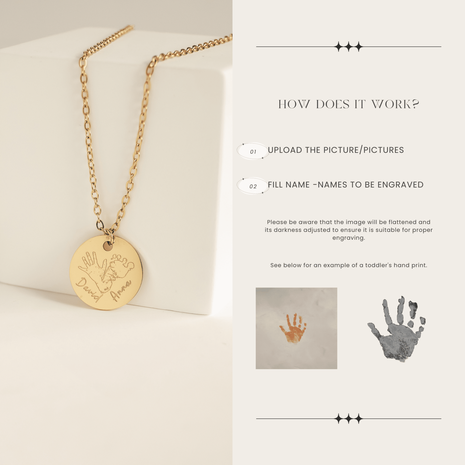 New Born Hand & Foot Engraving Necklace Stainless Steel – Hey Happiness