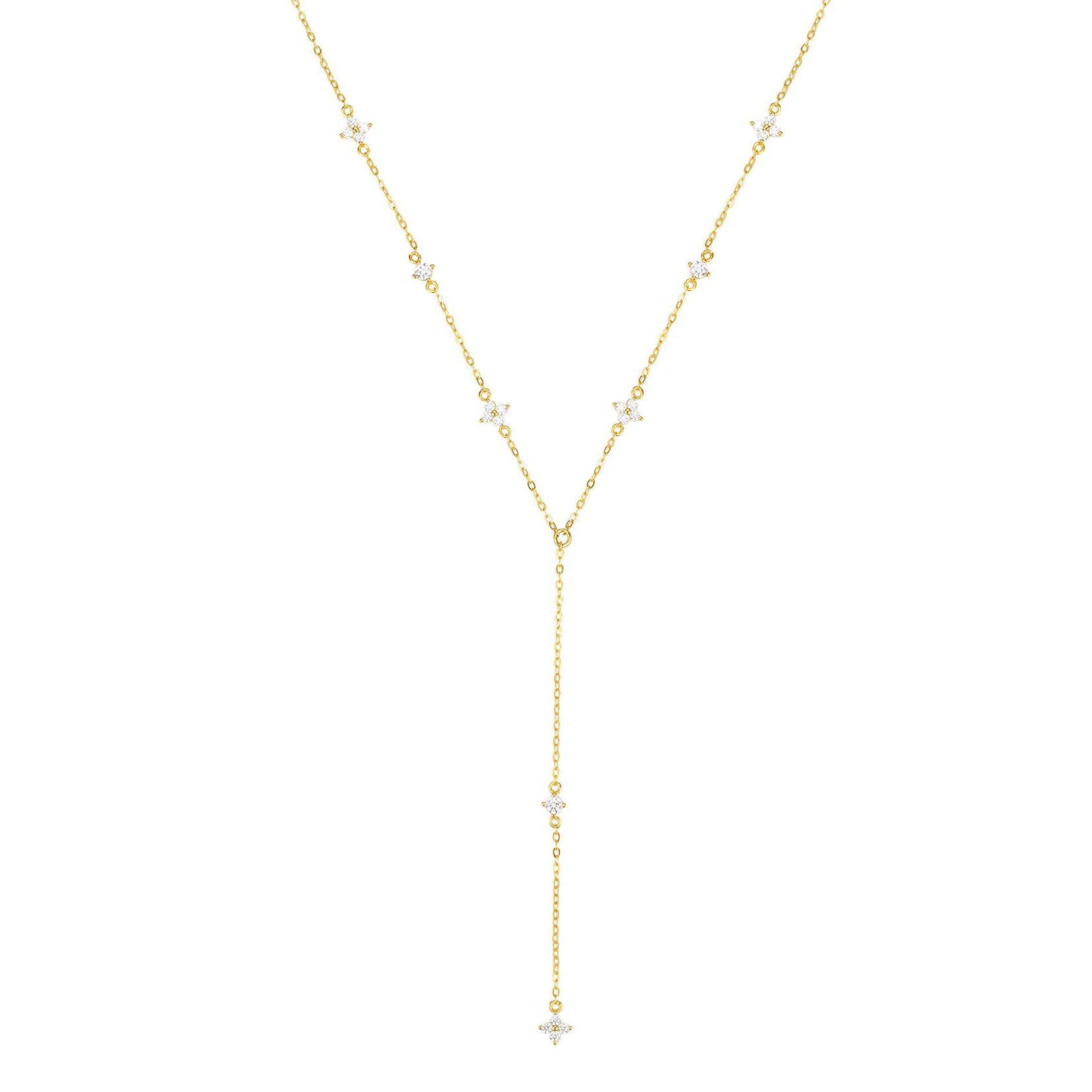 Posy Y Chain Necklace Sterling Silver Gold – Hey Happiness