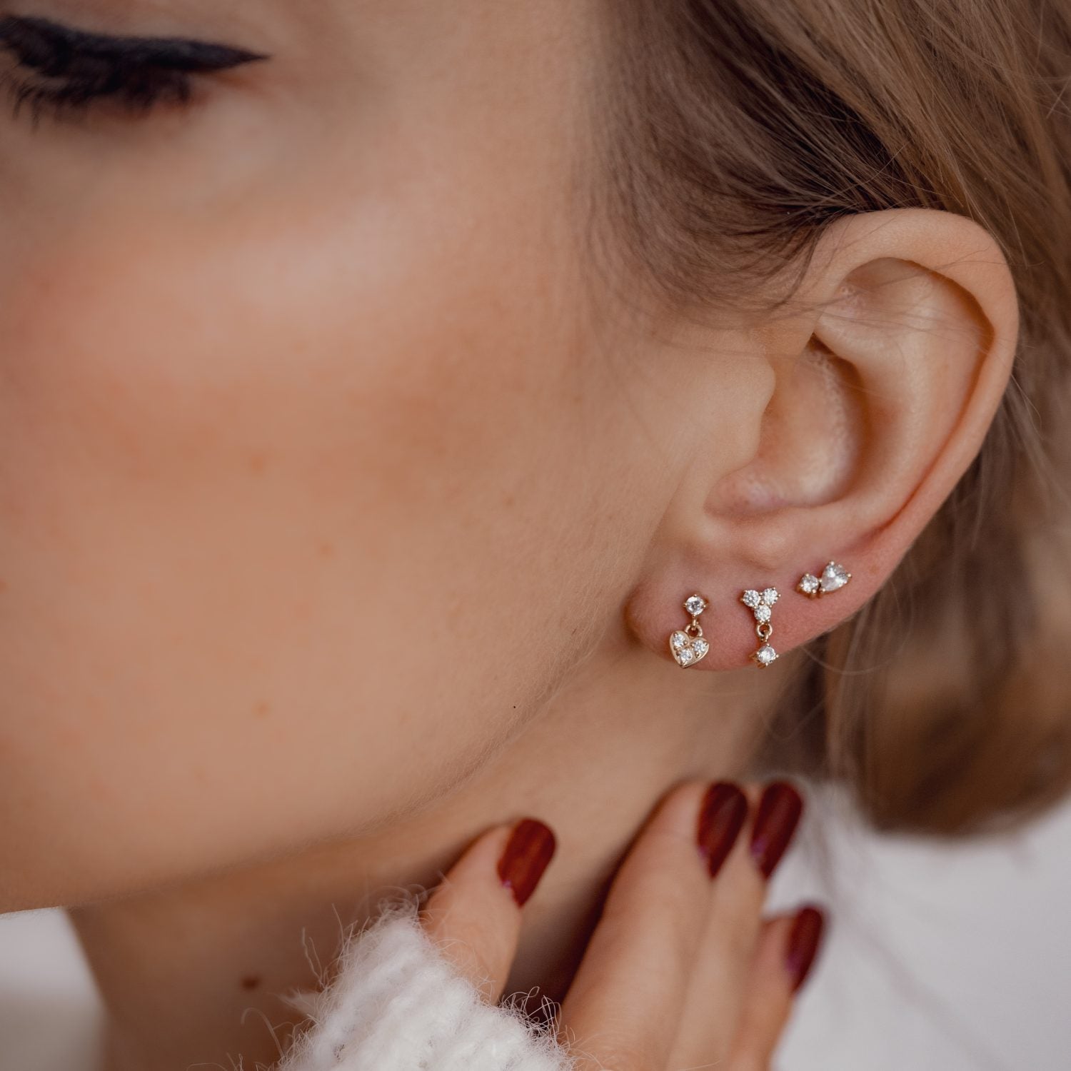 Serenity Stud Earrings 14K Gold – Hey Happiness