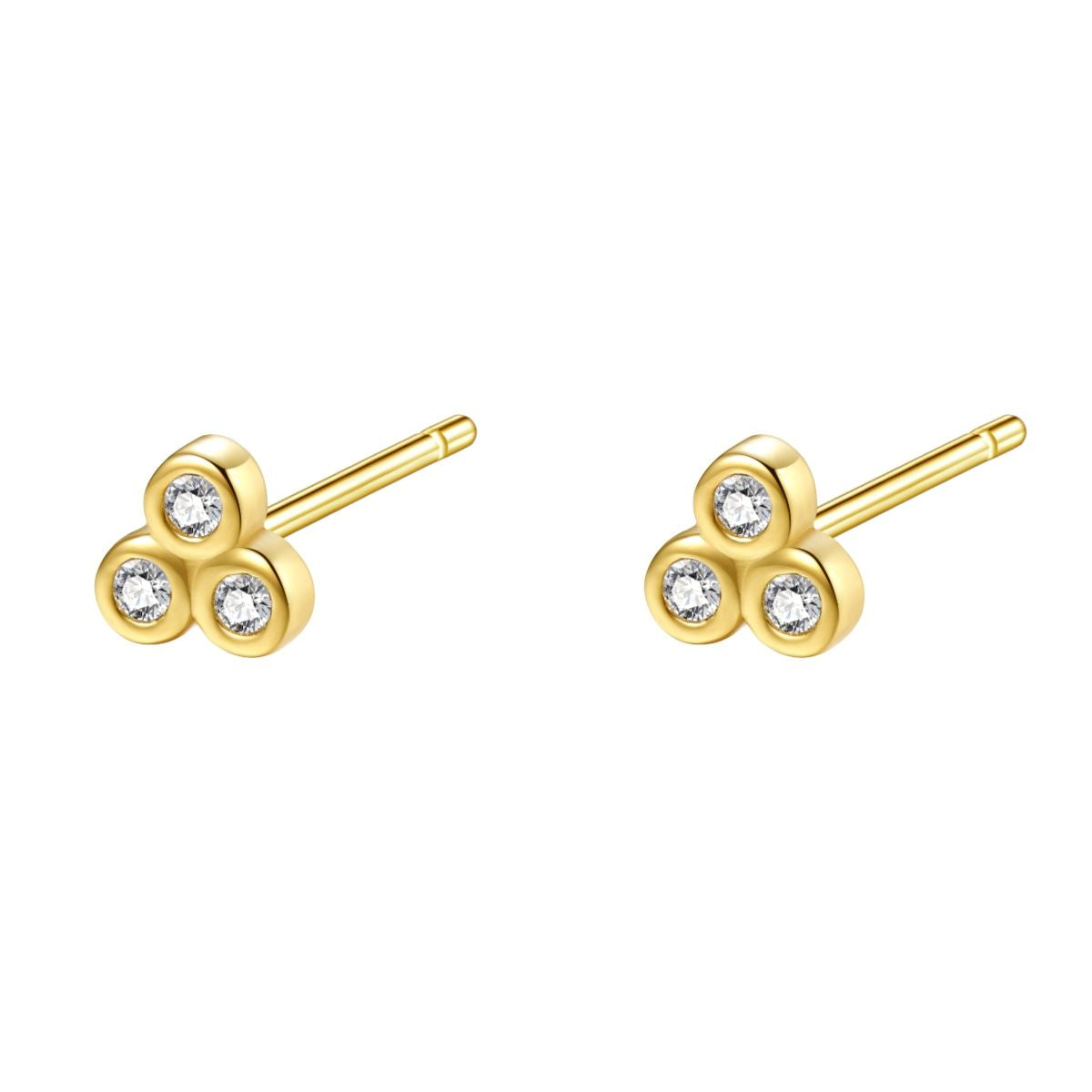 White Triad Stud Earrings Sterling Silver Gold – Hey Happiness